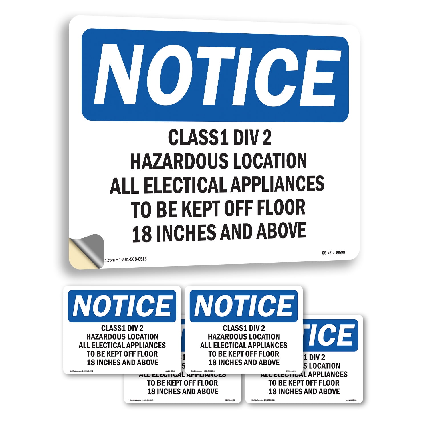 Class 1 Div 2 Hazardous Location All Electrical OSHA Notice Vinyl Decal ...