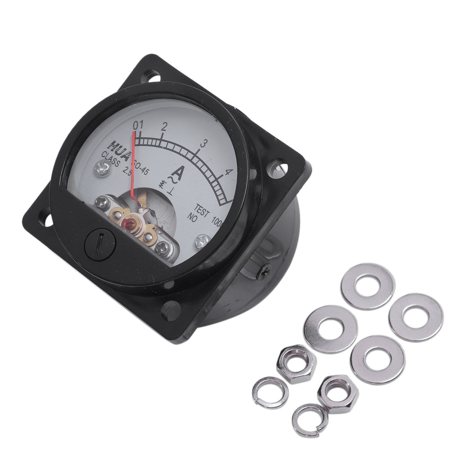 Class 2.5 Accuracy AC 0-5A Analog Panel Round Meter Ammeter Meter Black ...