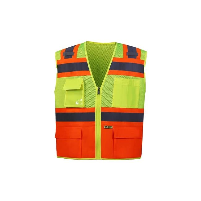 Class 2 Contrast Two Tone Vest with Trim, Orange - Extra Large ...