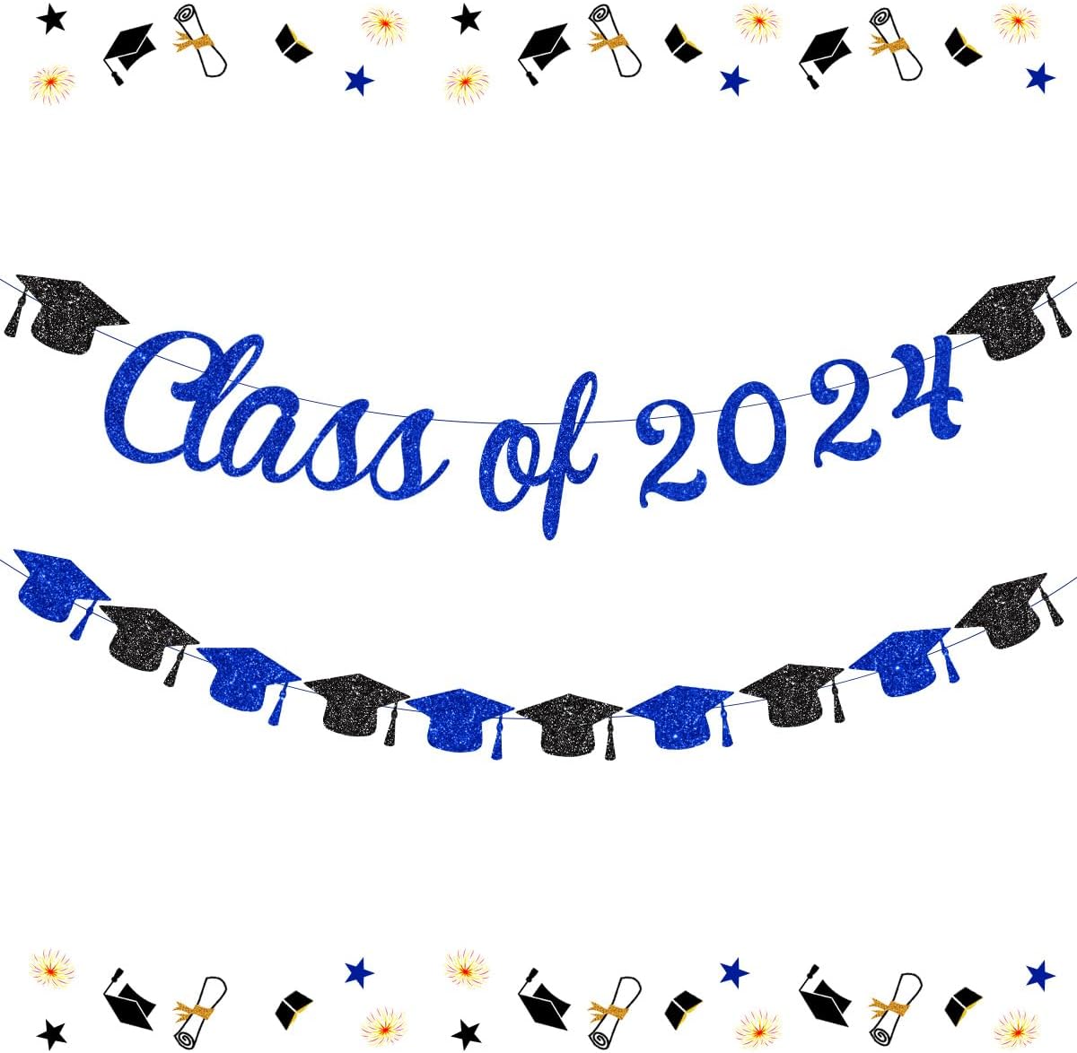 Class of 2024 Banner Blue Class of 2024 Graduation Decorations Royal ...
