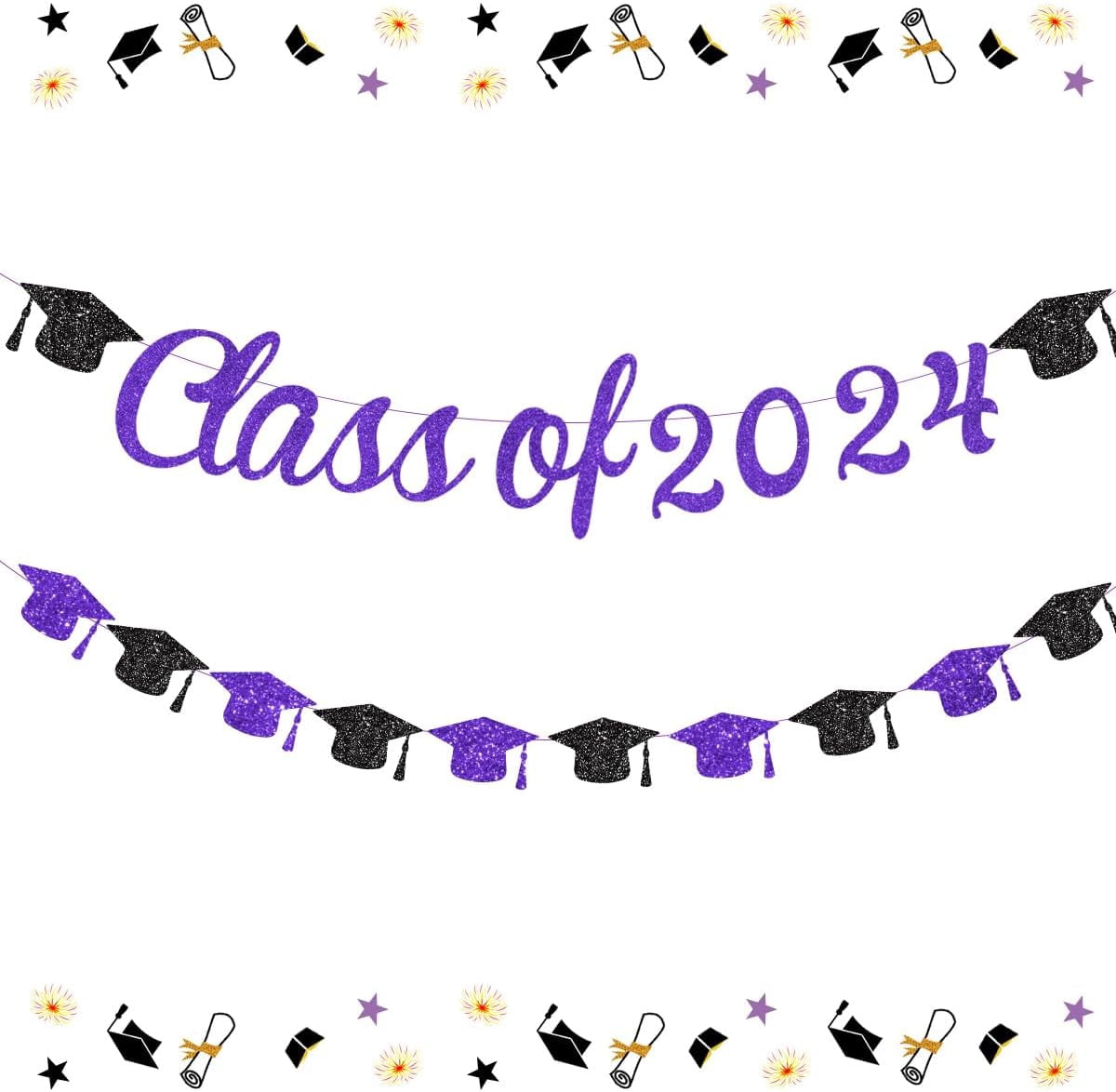 Class of 2024 Banner Purple 2024 Graduation Decorations Purple and ...