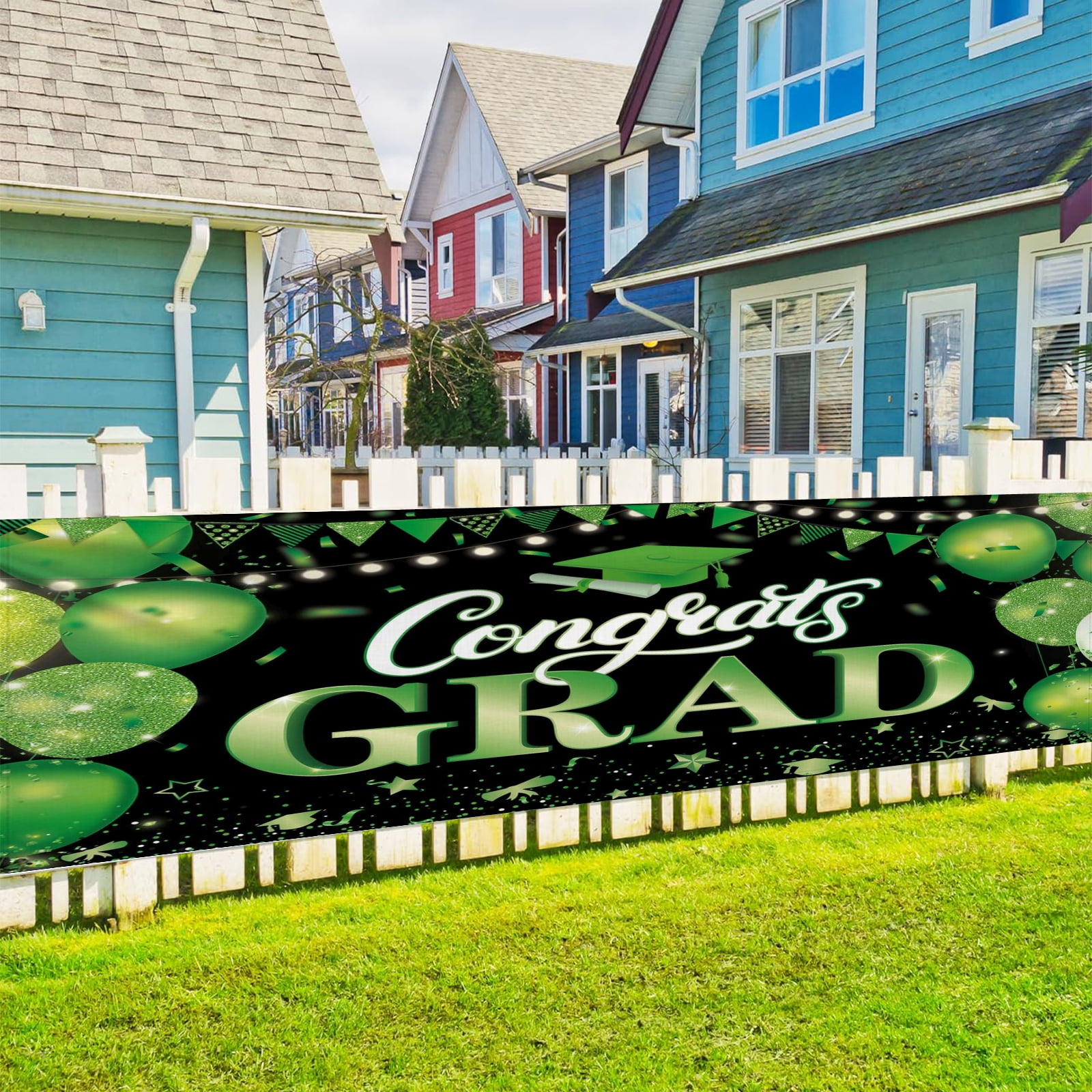 Class of 2024 Congrats Grad Backdrop Congratulate Gold Graduation Cap ...