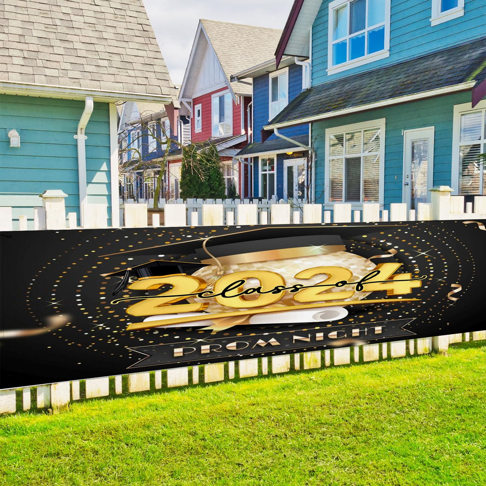 Class of 2024 Graduation Backdrop Black Gold Glitter Spots Graduation ...