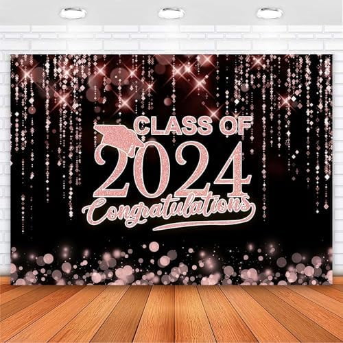 Class of 2024 Graduation Backdrop Gold and Black Congrats Grad ...