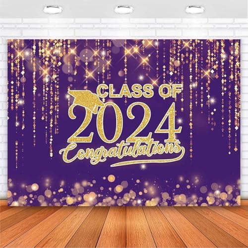 Class of 2024 Graduation Backdrop Gold and Black Congrats Grad ...
