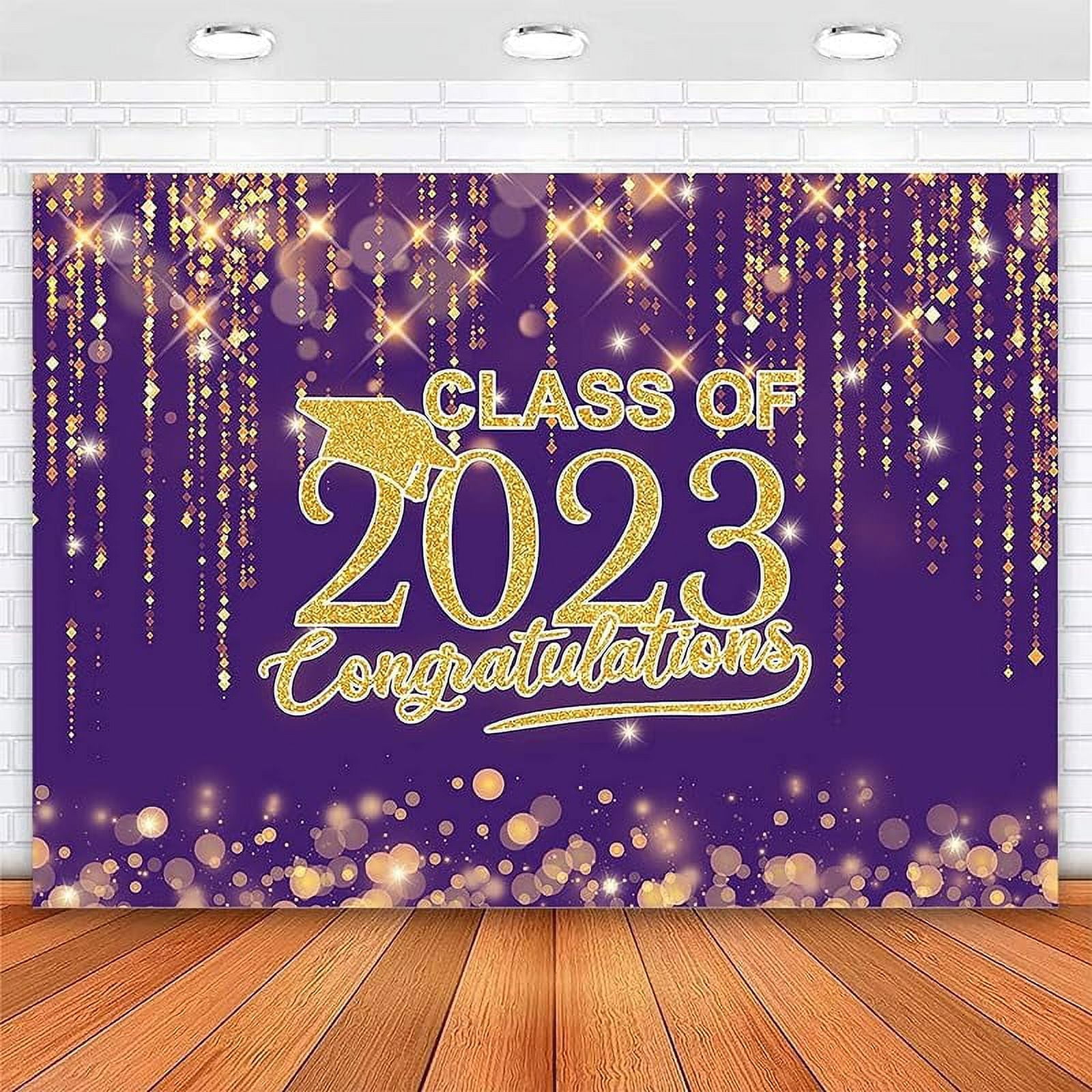 Class of 2024 Graduation Backdrop Gold and Black Congrats Grad ...