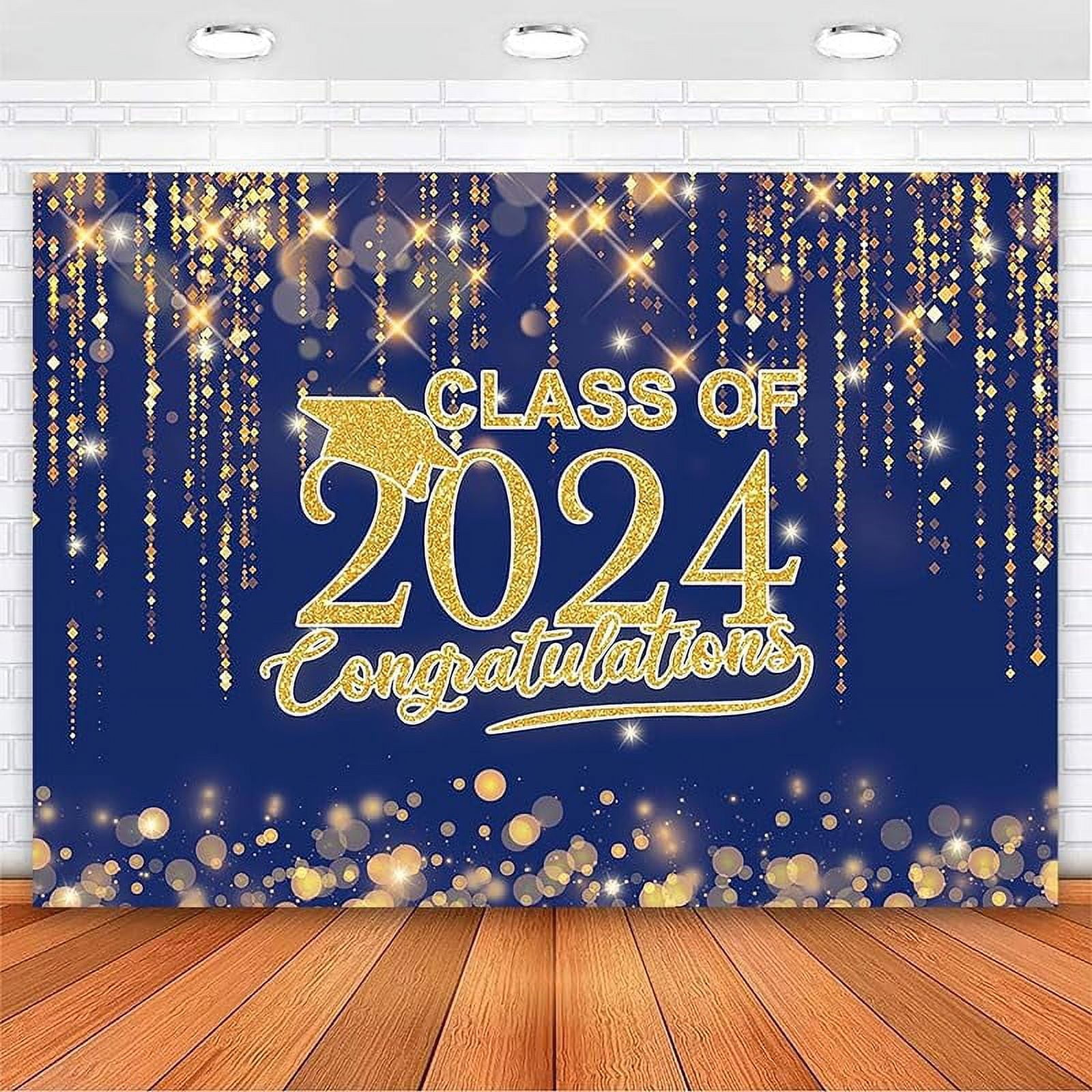 Class of 2024 Graduation Backdrop Gold and Black Congrats Grad ...