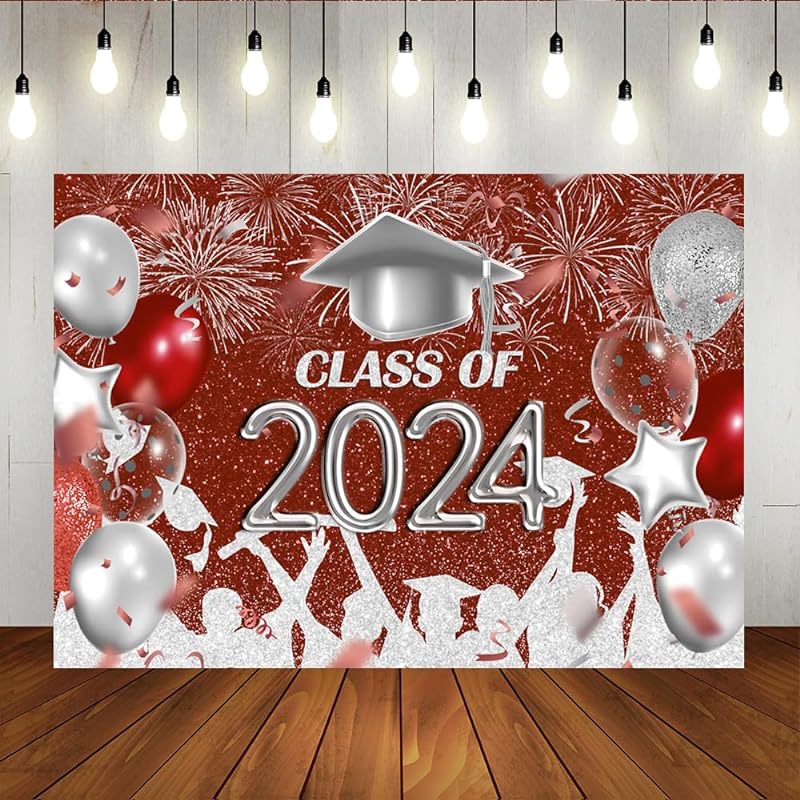 Class of 2024 Party Photography Backdrop Royal RED Congrats Grad ...