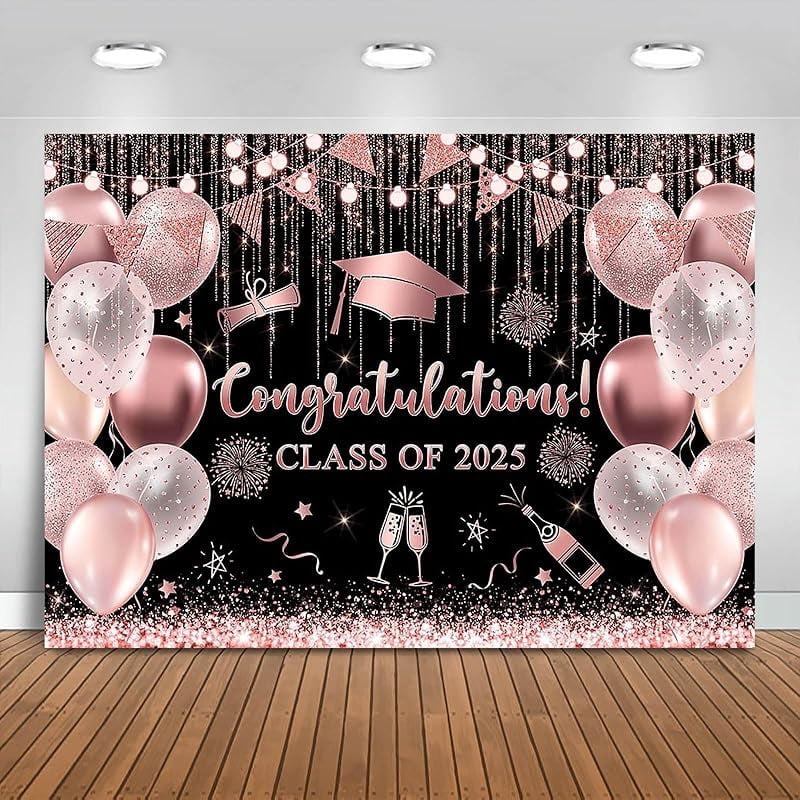 Class of 2025 Backdrop 7x5ft Purple Glitter Congratulations Graduation ...