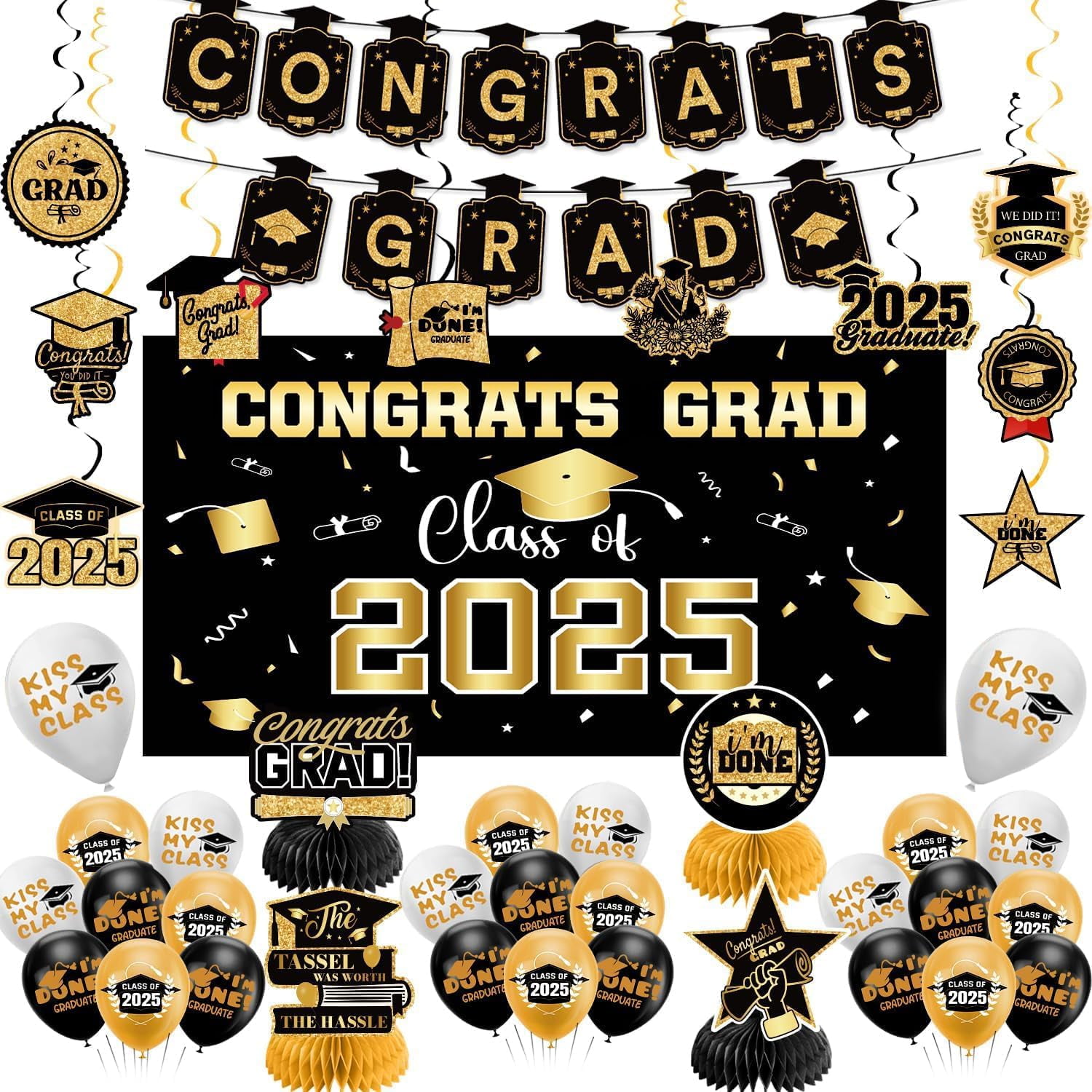 Class of 2025 Backdrop Banner,Red Themed Graduation Decorations Set ...