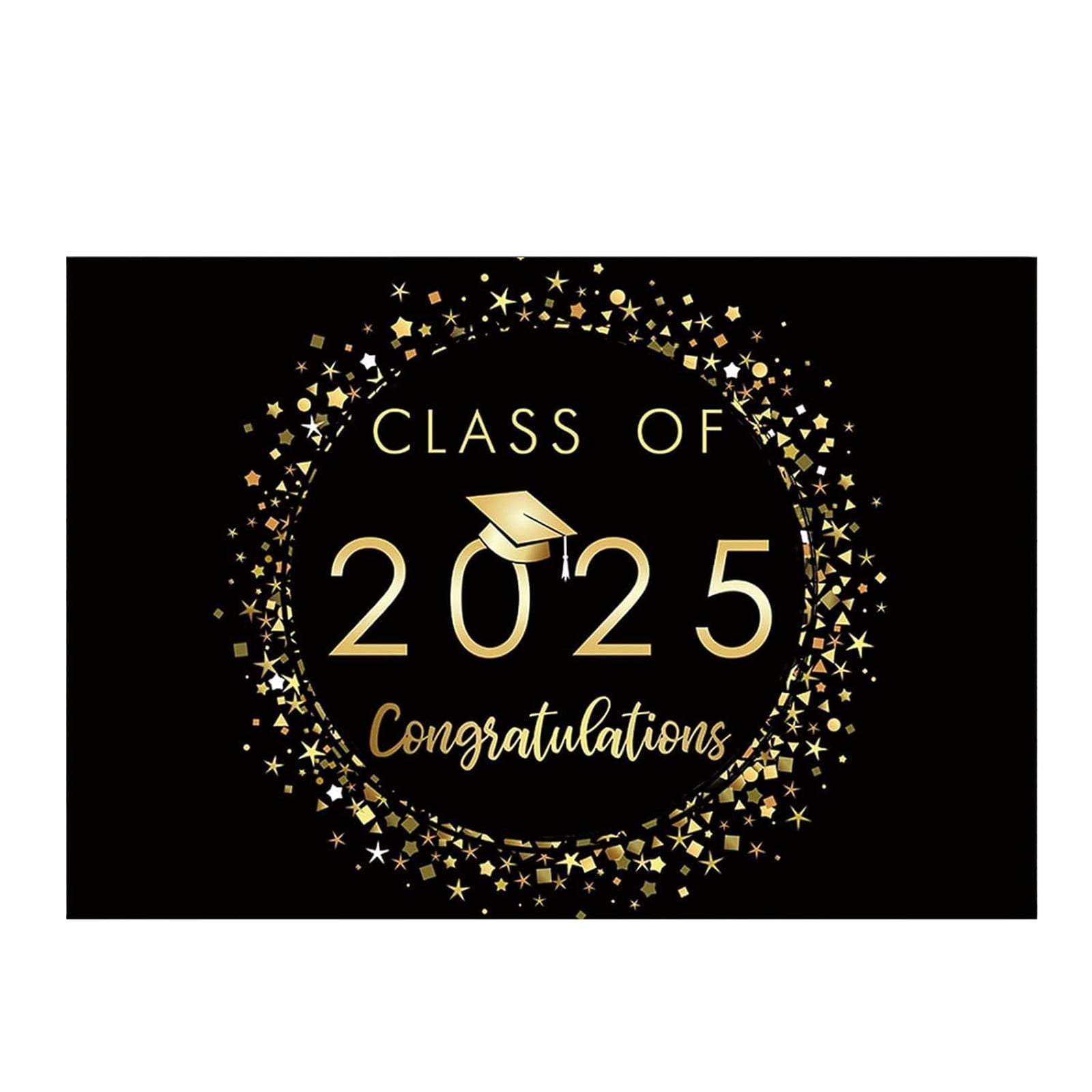 Class of 2025 Backdrop Black Gold Glitter Graduation Party Background ...