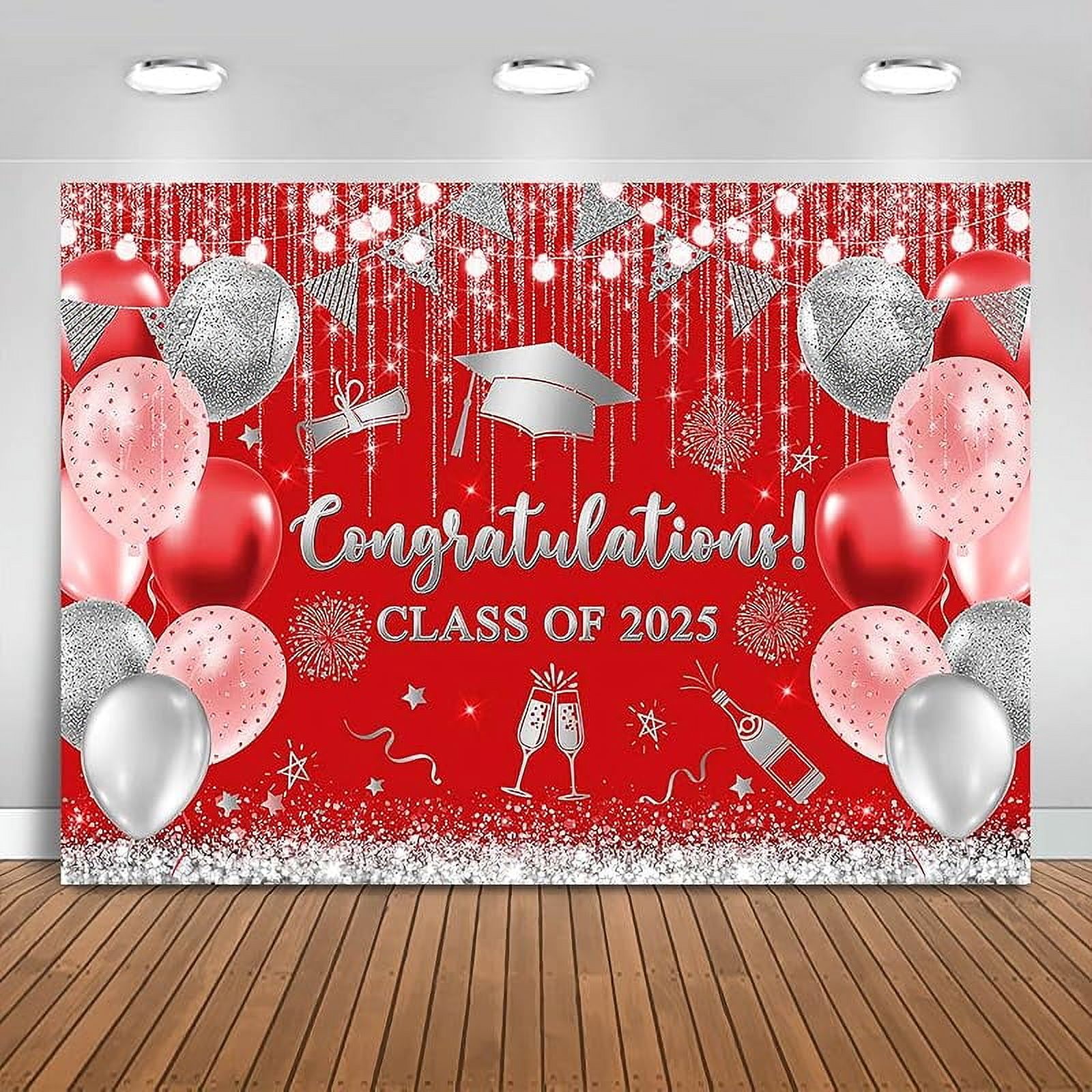 Class of 2025 Backdrop Black and Silver Congratulations Graduation ...