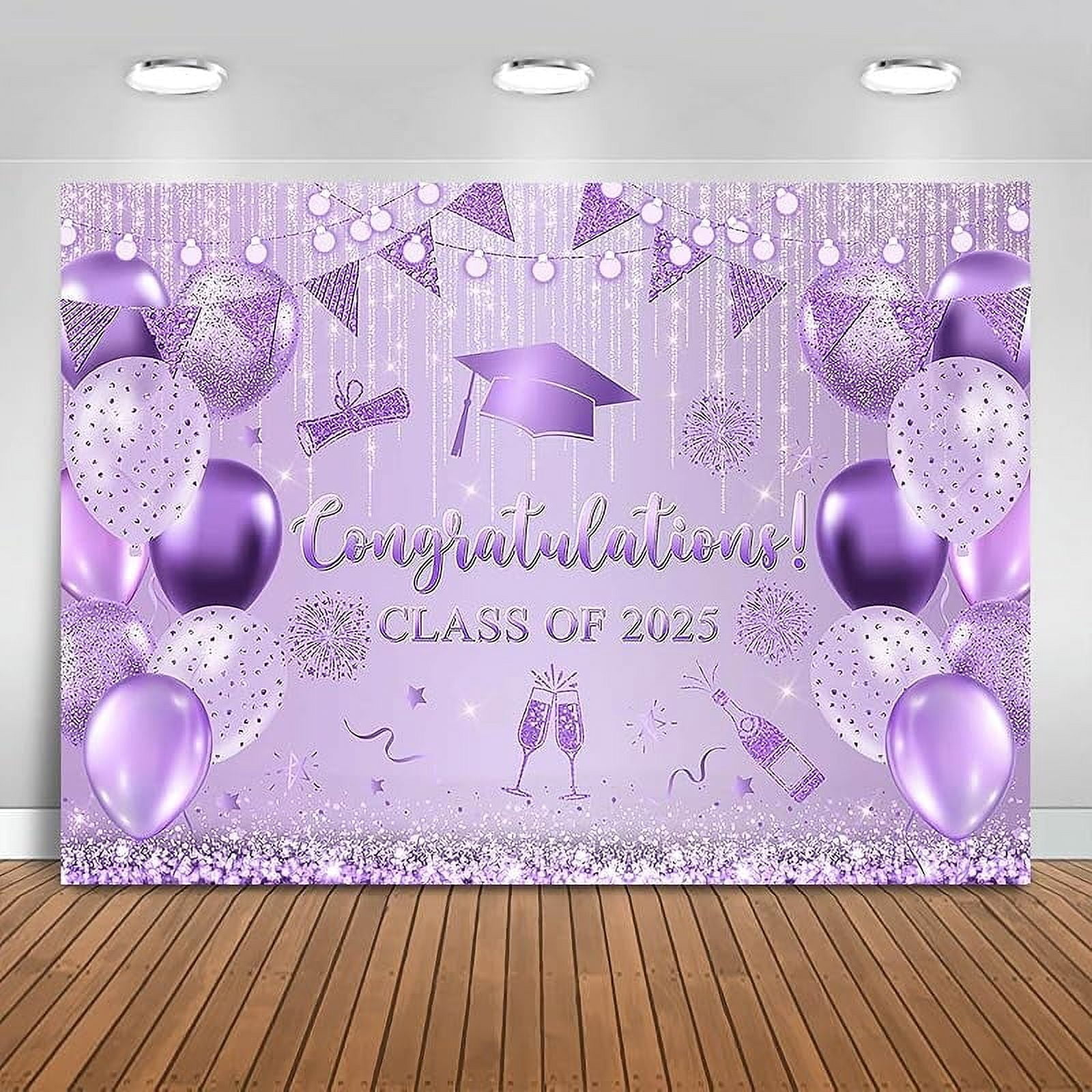 Class of 2025 Backdrop Black and Silver Congratulations Graduation ...