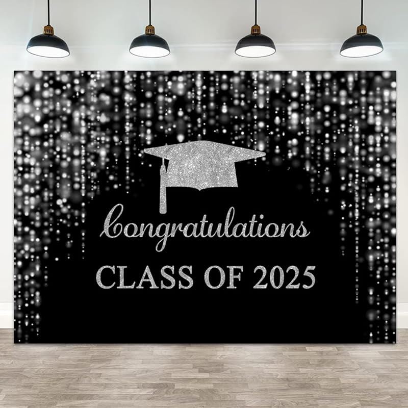 Class of 2025 Backdrop Glitter Graduation Party Photography Background ...