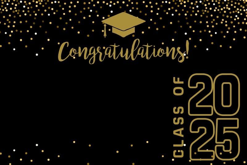 Class of 2025 Backdrop Golden Black Congratulations 2025 Graduation ...