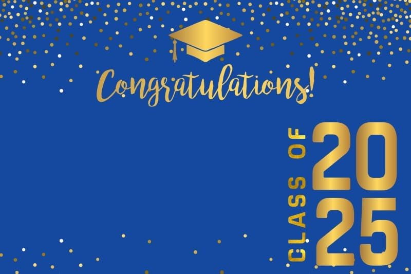 Class of 2025 Backdrop Golden Blue Congrats Grad Class of 2025 ...