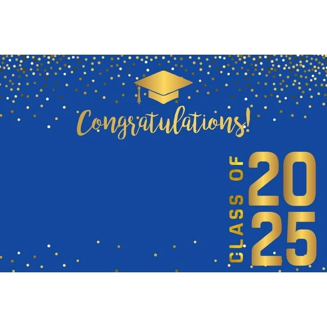 Class of 2025 Backdrop Golden Blue Congrats Grad Class of 2025 ...