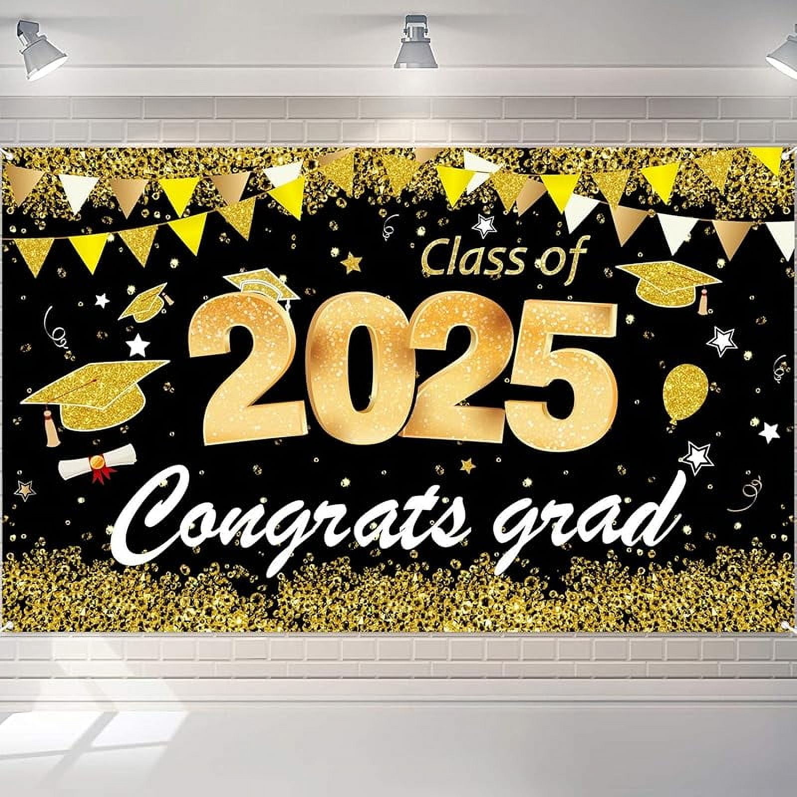 Class of 2025 Banner Backdrop Graduation Party Decorations 2025 Black ...