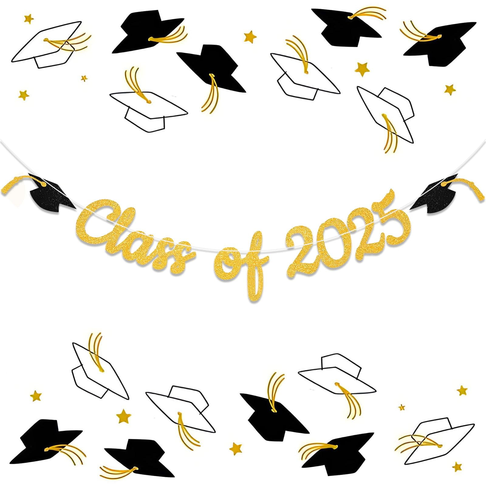 Class of 2025 Banner DHF10 - Gold Glitter Congrats Grad Banner for ...