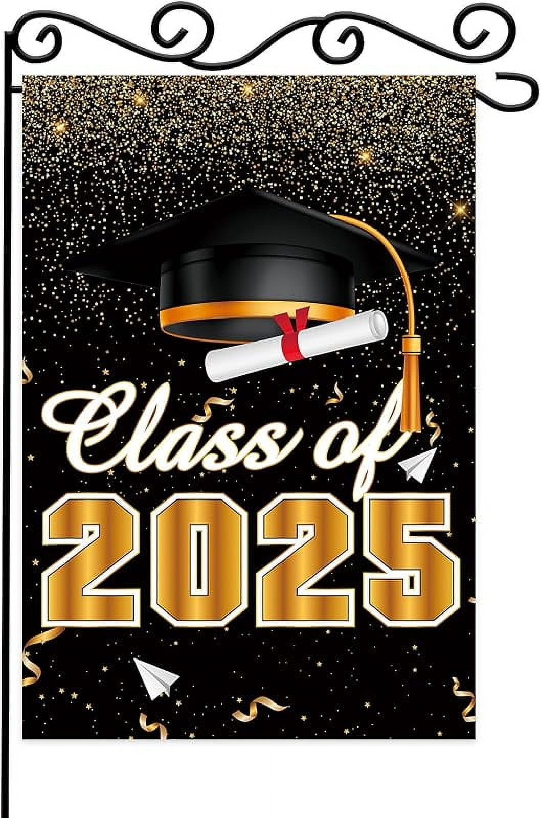 Class of 2025 Congrats Grad Decorative Garden Flag,Black Gold ...