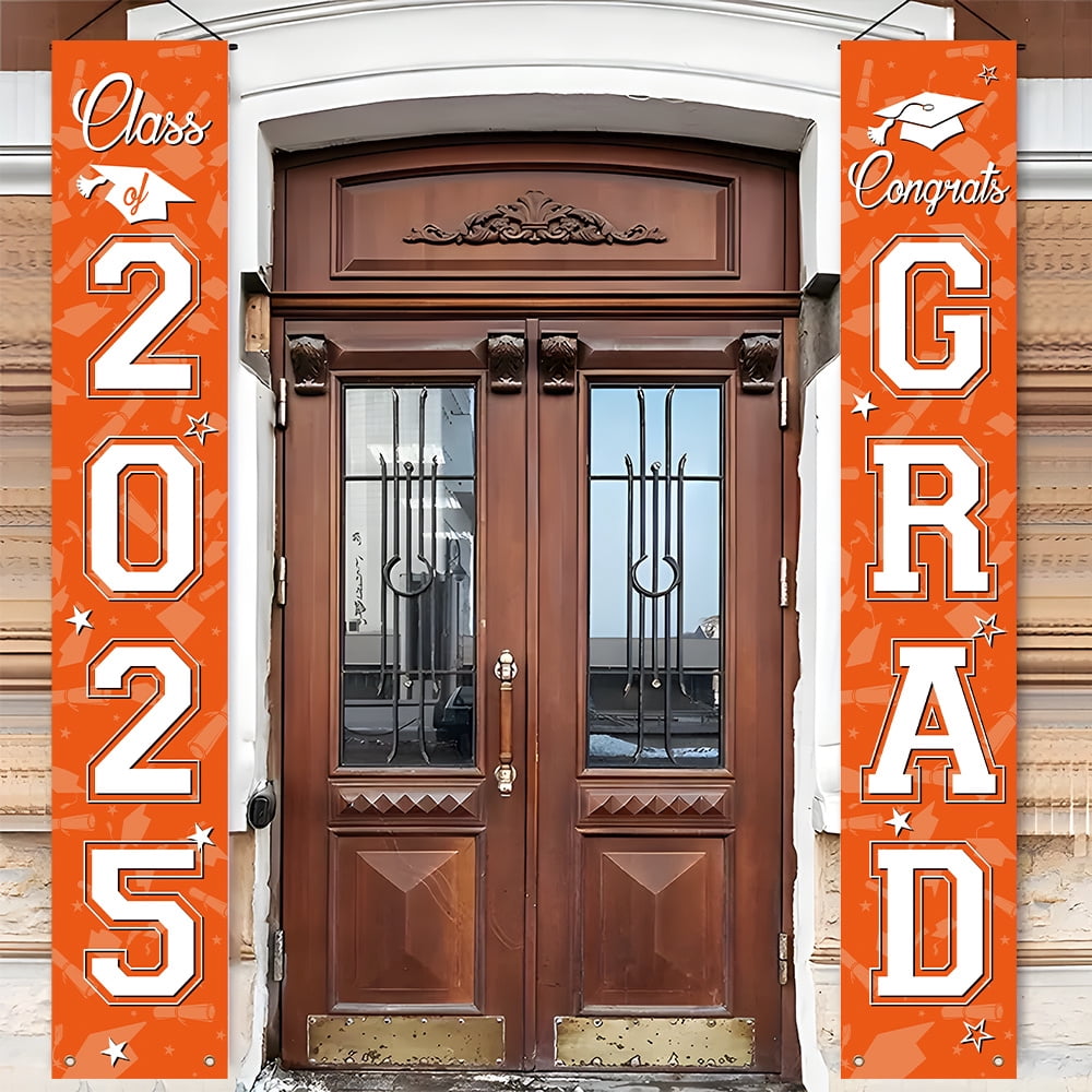 Class of 2025 Congrats Grad Porch Banners, Vibrant Orange Design ...