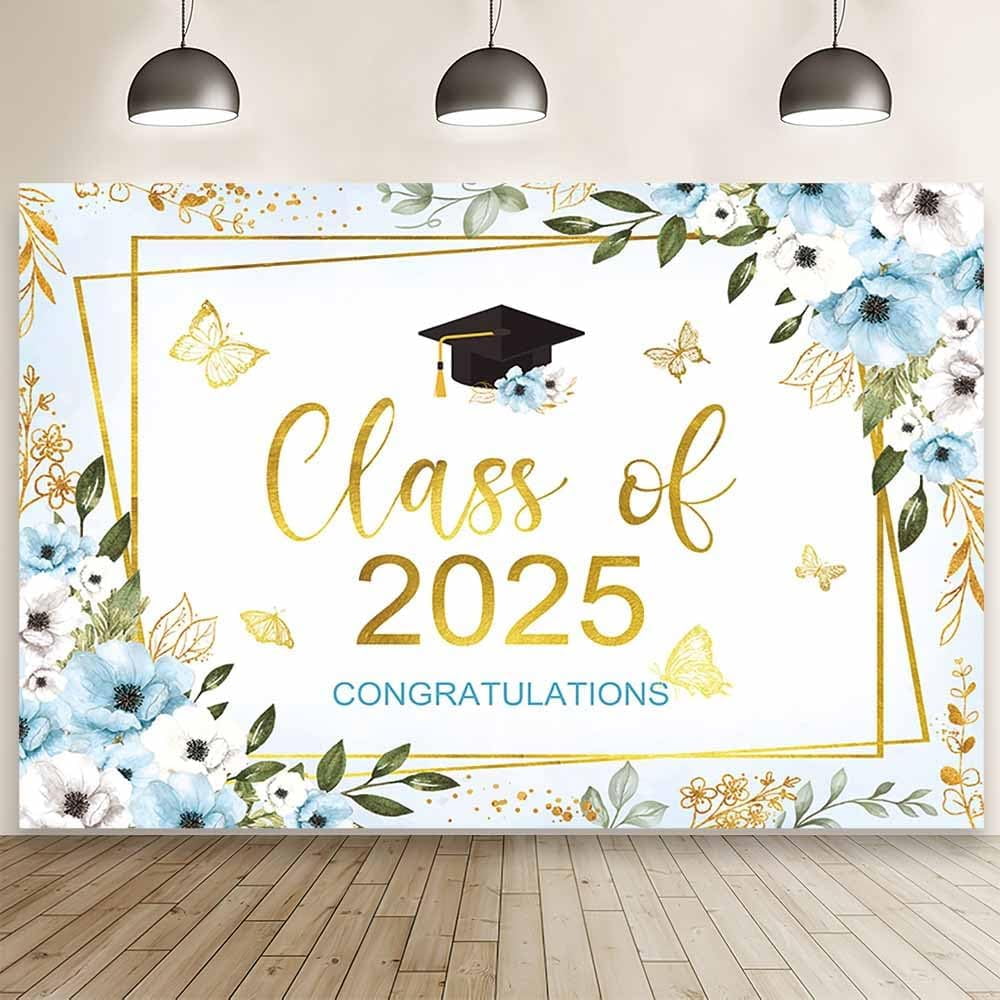 Class of 2025 Congratulations Backdrop Floral Congrats Grad Photography ...