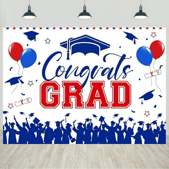 Class of 2025 Graduation Backdrop Blue Red Graduation Party Photography ...