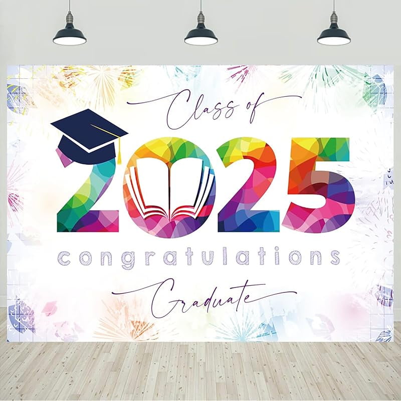 Class of 2025 Graduation Backdrop Colorful Graduation Party Photography ...