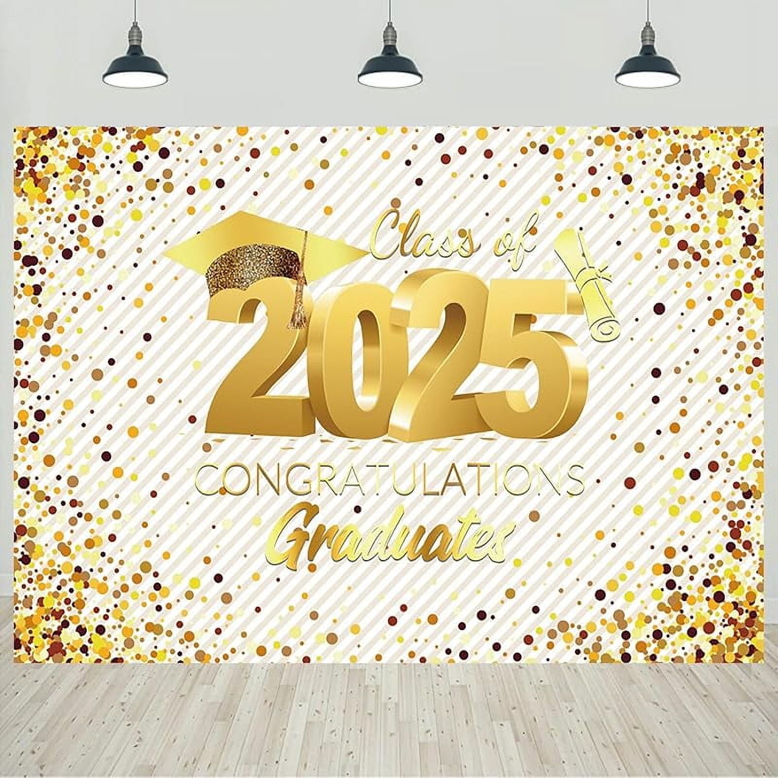 Class of 2025 Graduation Backdrop Gold Congratulations Graduate Party ...