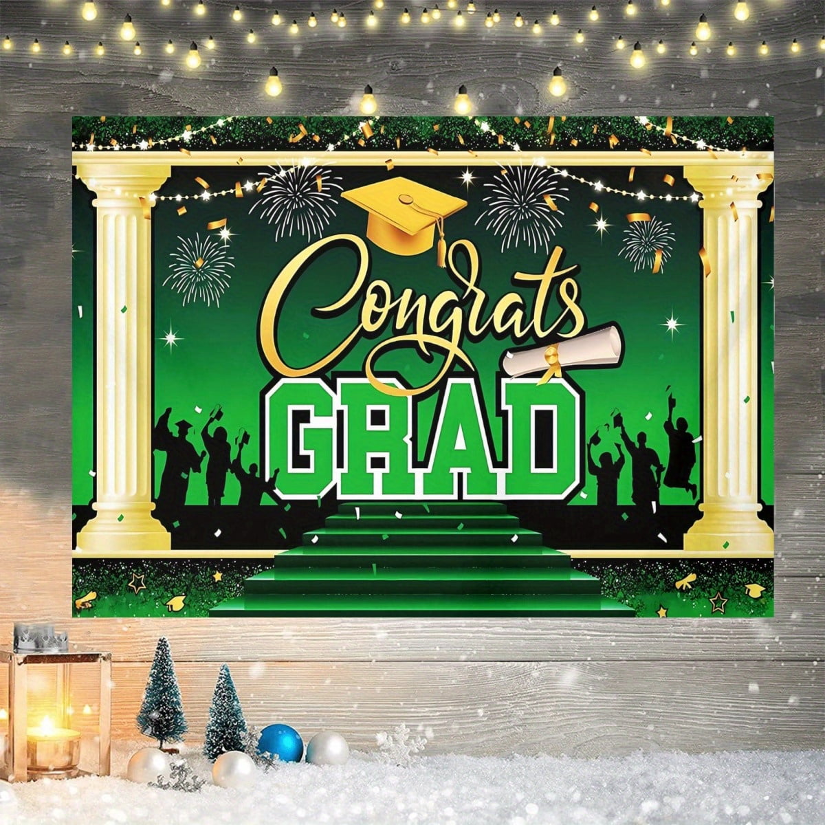 Class of 2025 Graduation Backdrop & Party Banner - Black Golden Theme ...