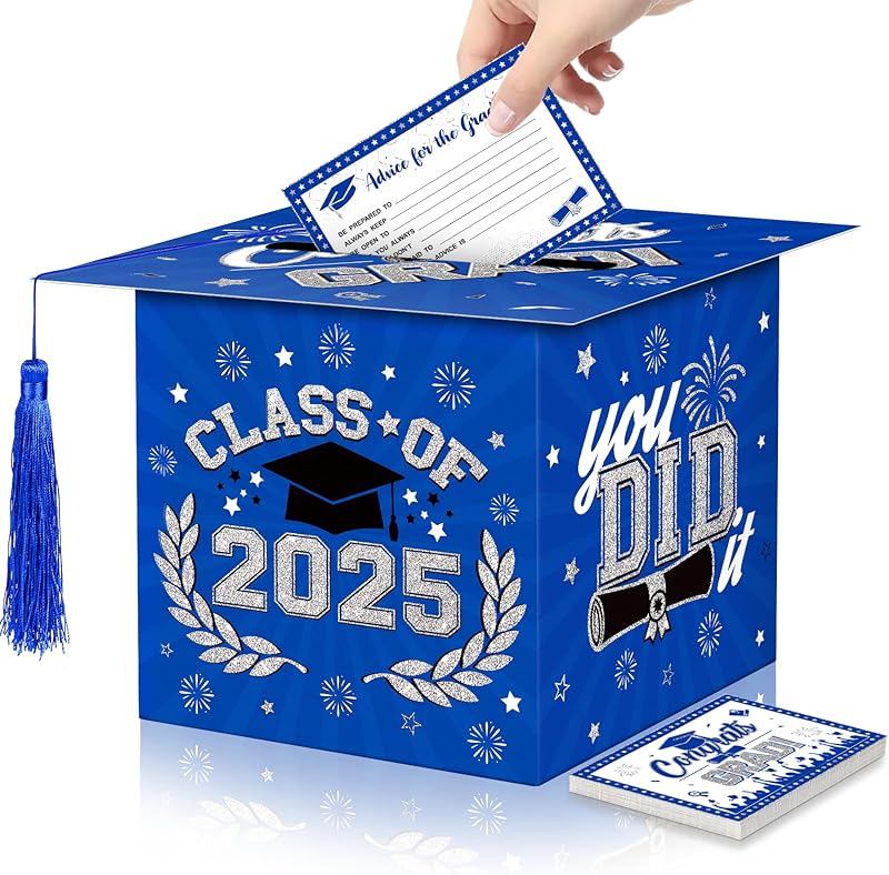 Class of 2025 Graduation Card Box Rose Gold Congrats Grad Cap Shaped ...