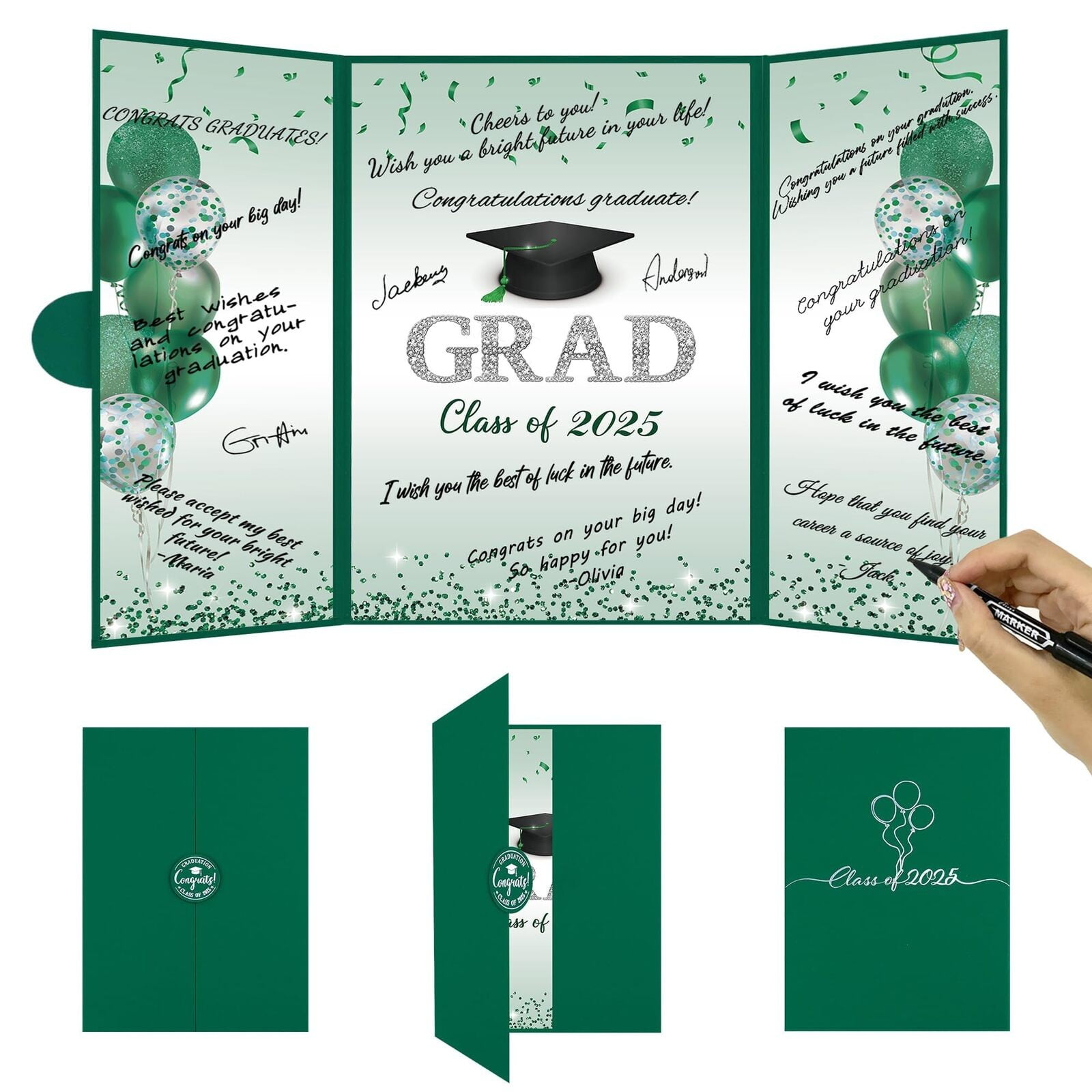 Class of 2025 Graduation Decorations, Green Graduation Guest Book ...