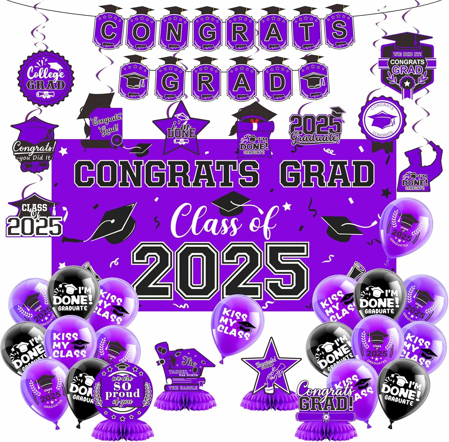 Class of 2025 Graduation Decorations Set - 2025 Congrats Grad Banner ...