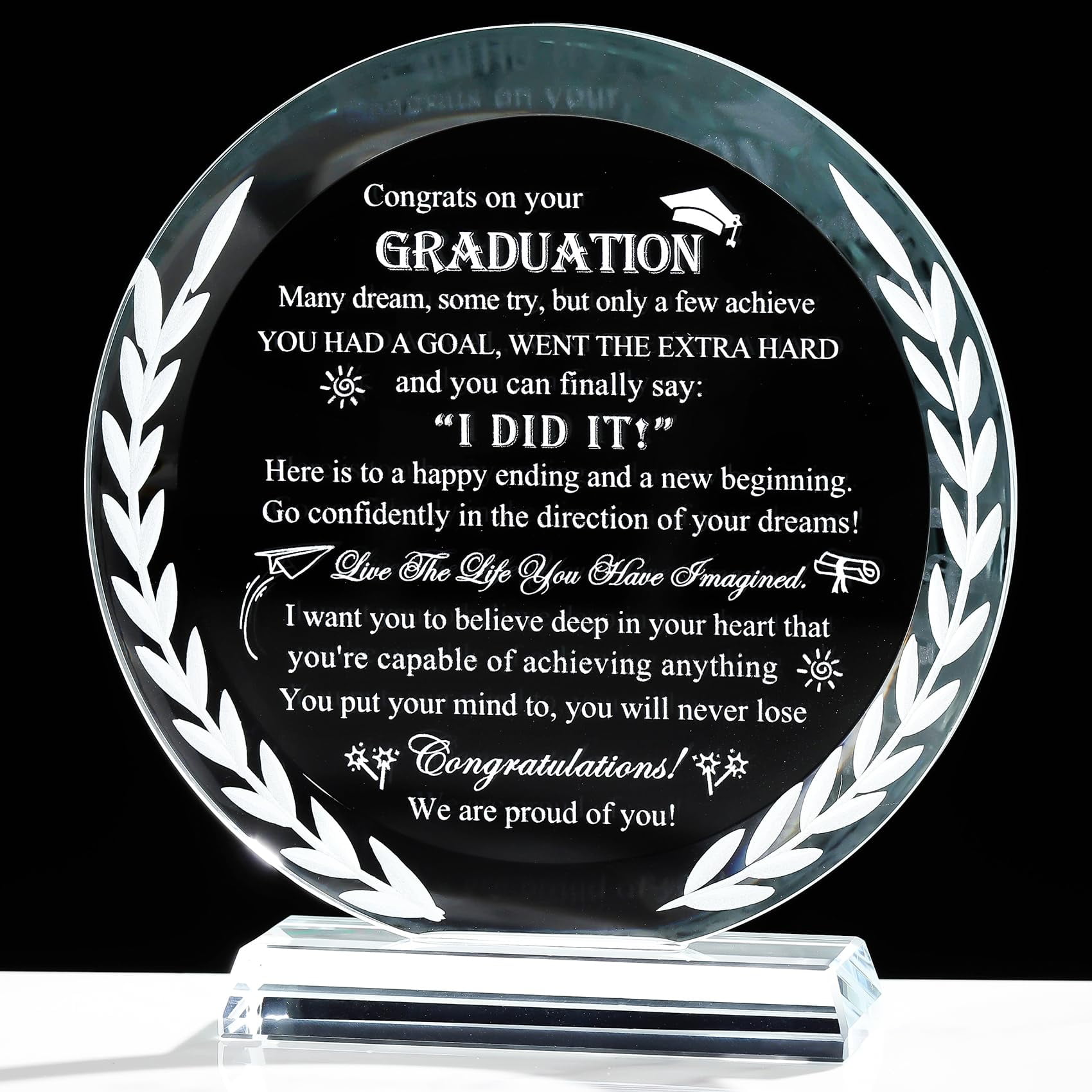 Class of 2025 Graduation Gift for Women Men, Crystal Keepsake Plaque ...