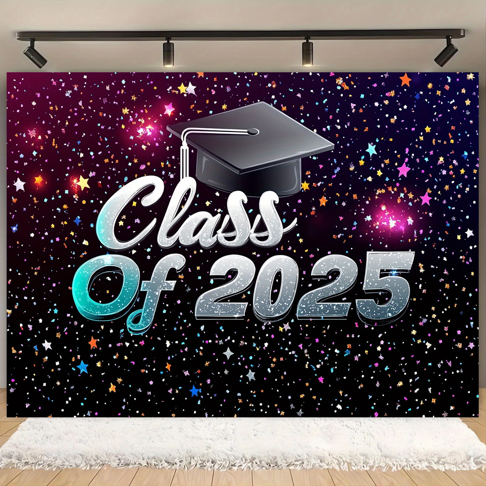 Class of 2025 Graduation Party Backdrop Banner - Vibrant Starry Night ...