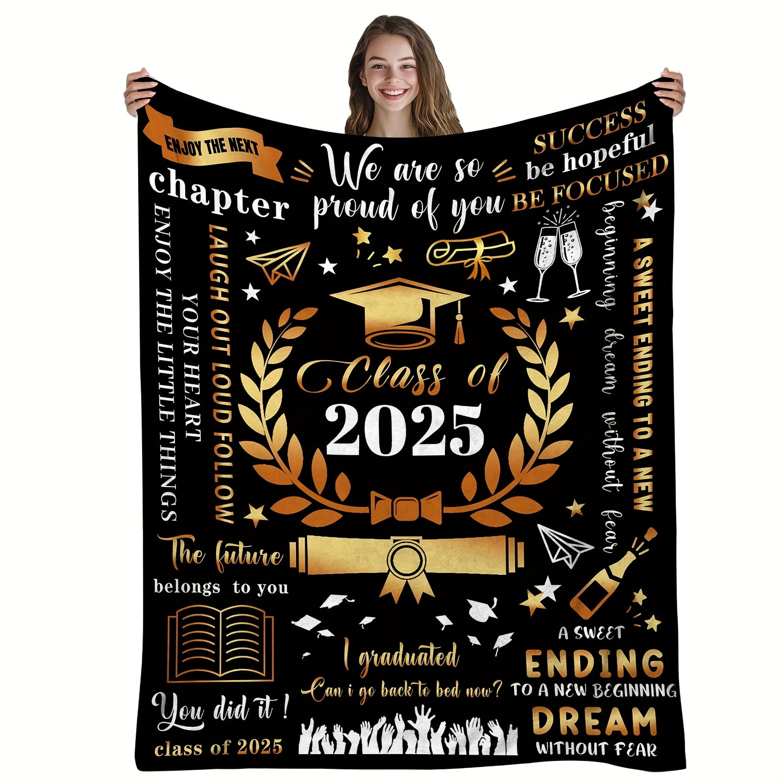 Class of 2025 Graduation Throw Blanket – Inspirational Gift for Him or ...