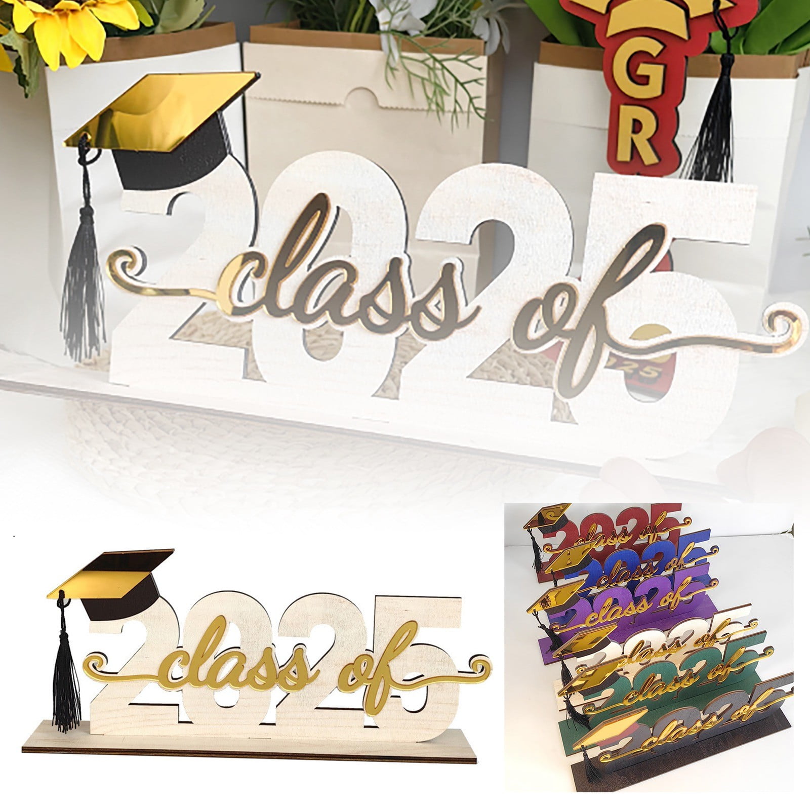 Class of 2025 Graduation Wooden Tabletop Decor, Rustic Centerpiece for ...