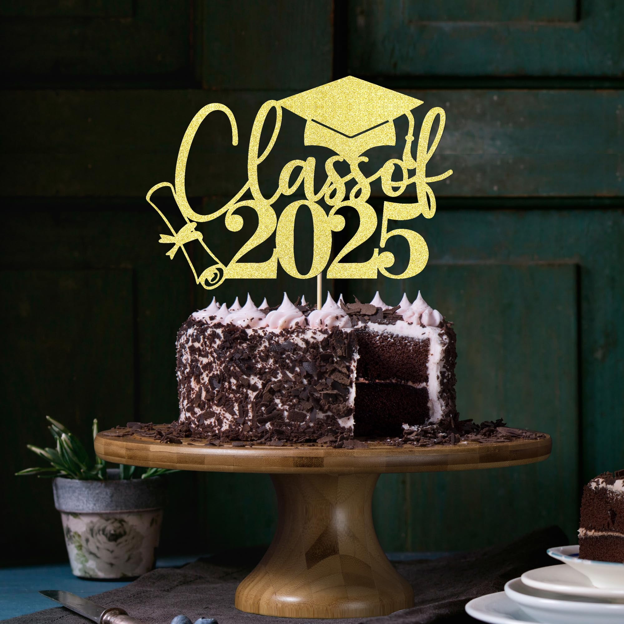Class of 2025 gold Glitter Cake TVS1 Topper - Congrats Graduation Cake ...