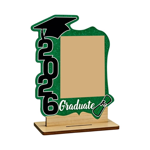 Class of 2026 Glitter Acrylic Photo Frame with Wooden Stand Tabletop ...