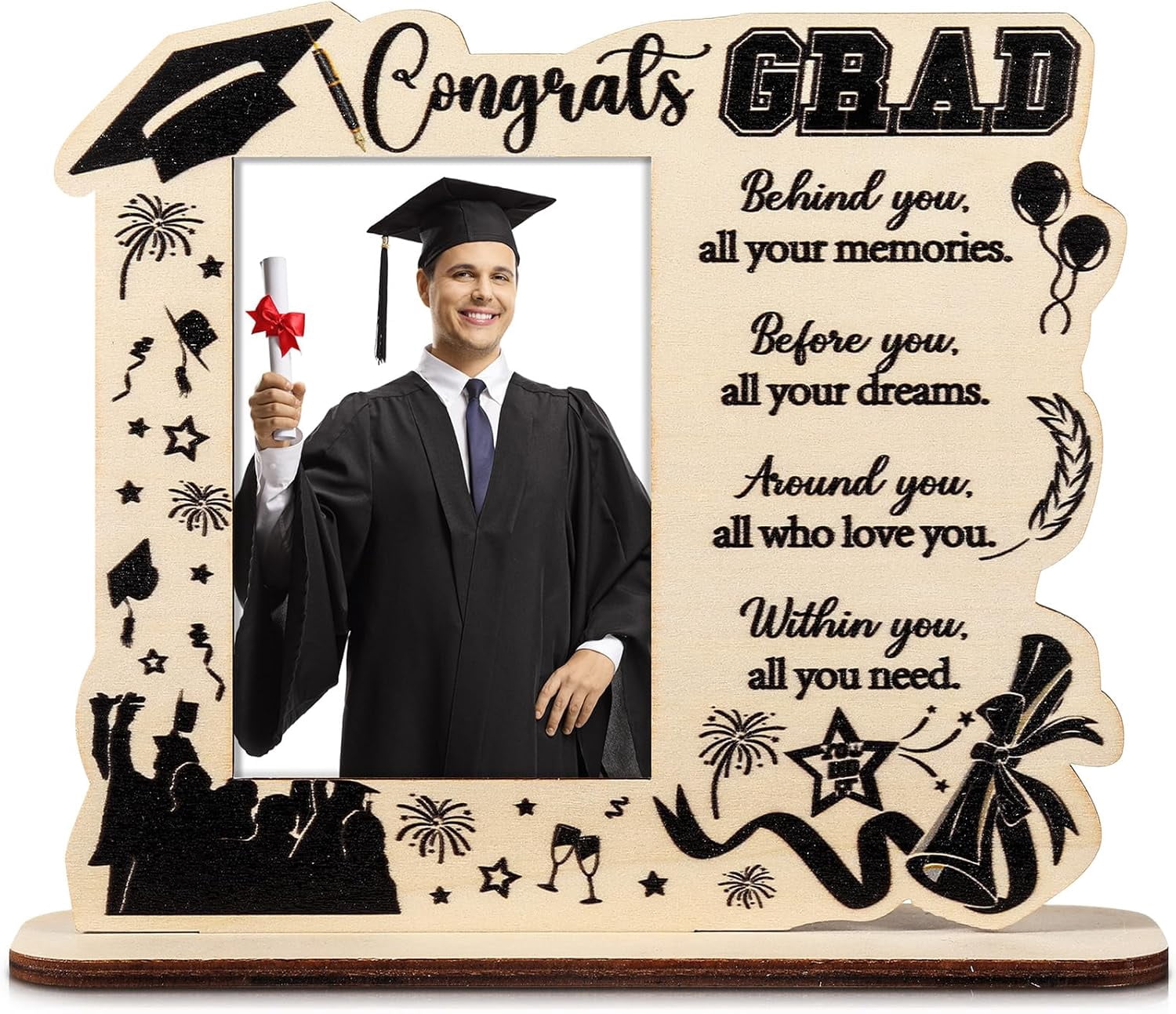 Class of 2026 Graduation Picture Frame Wooden Graduate Small Cap Photo ...