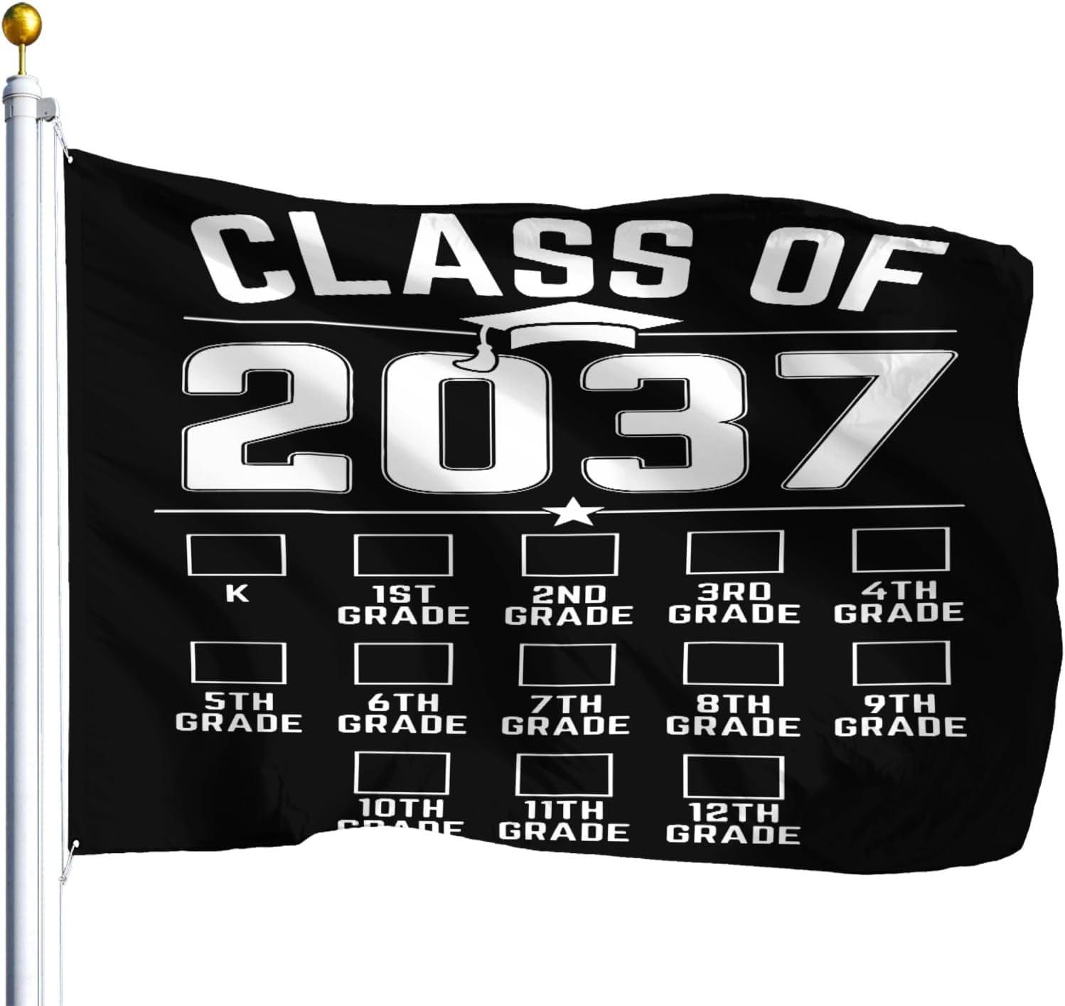 Class Of 2037 Grow With Mes Handprints Kindergarten Graduation Flags ...