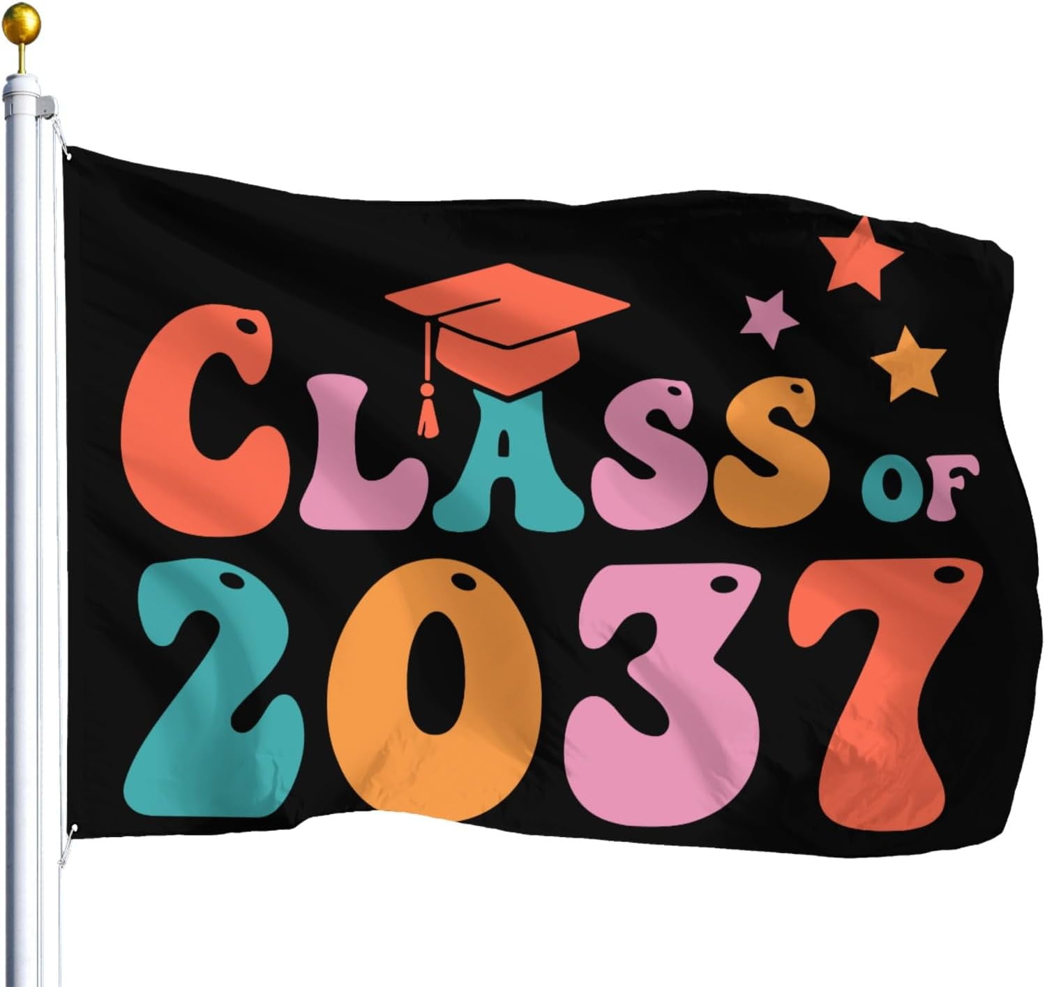 Class Of 2037 Grow With Mes Handprints Kindergarten Graduation Flags ...