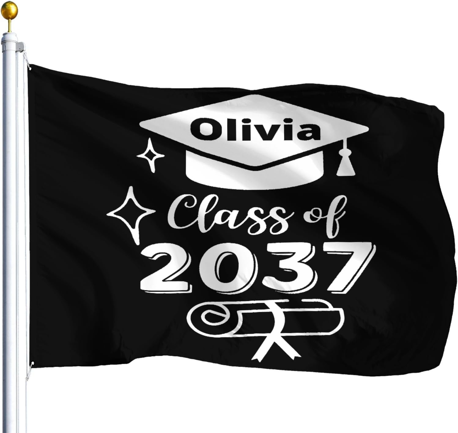 Class Of 2037 Grow With Mes Handprints Kindergarten Graduation Flags ...