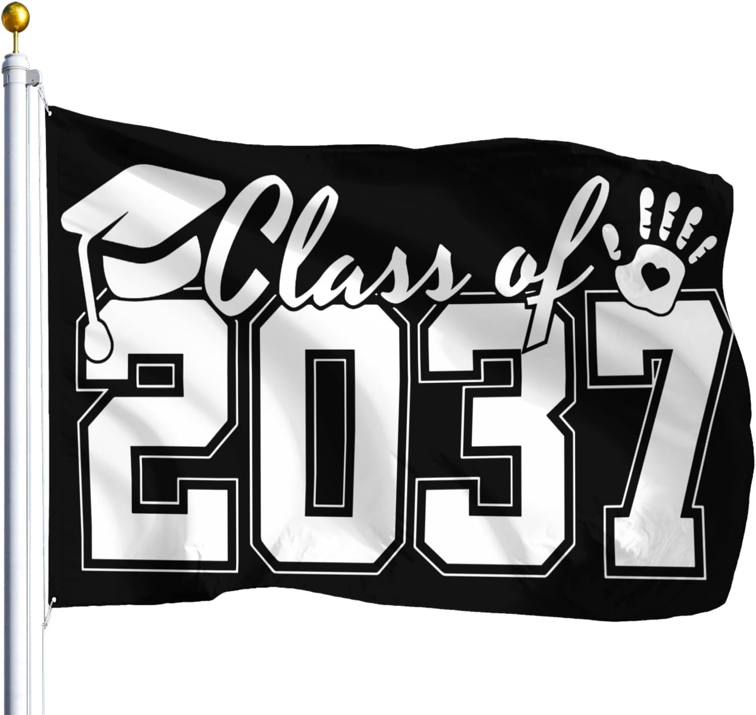 Class Of 2037 Grow With Mes Handprints Kindergarten Graduation Flags ...