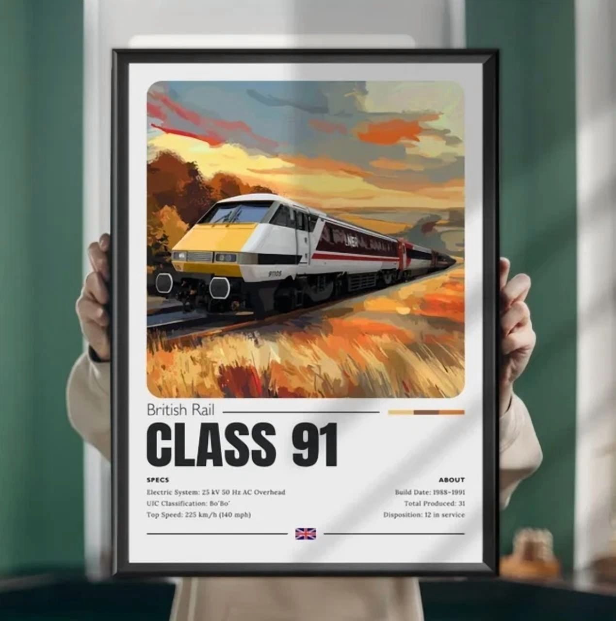 Class 91 Electric Locomotive Poster Modern British Rail Train Wall Art ...