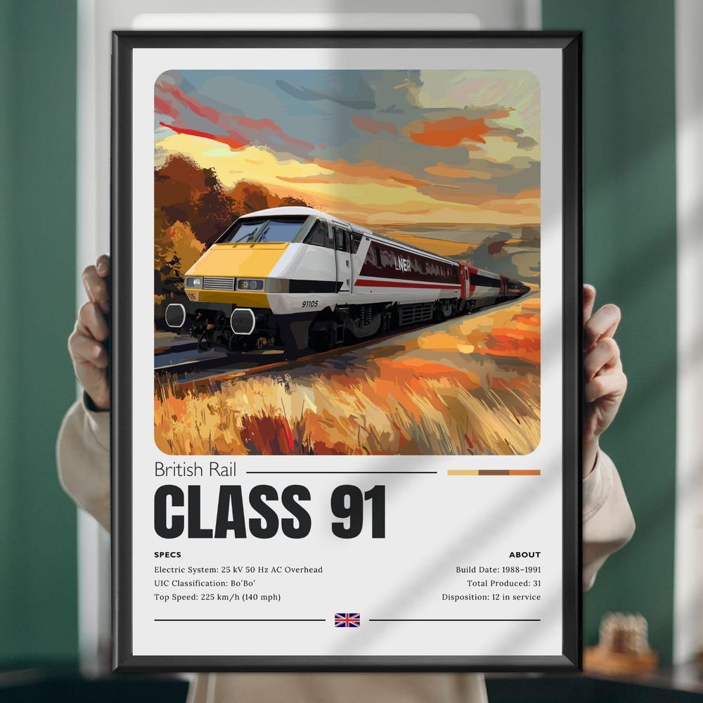 Class 91 Electric Locomotive Poster Modern British Rail Train Wall Art ...