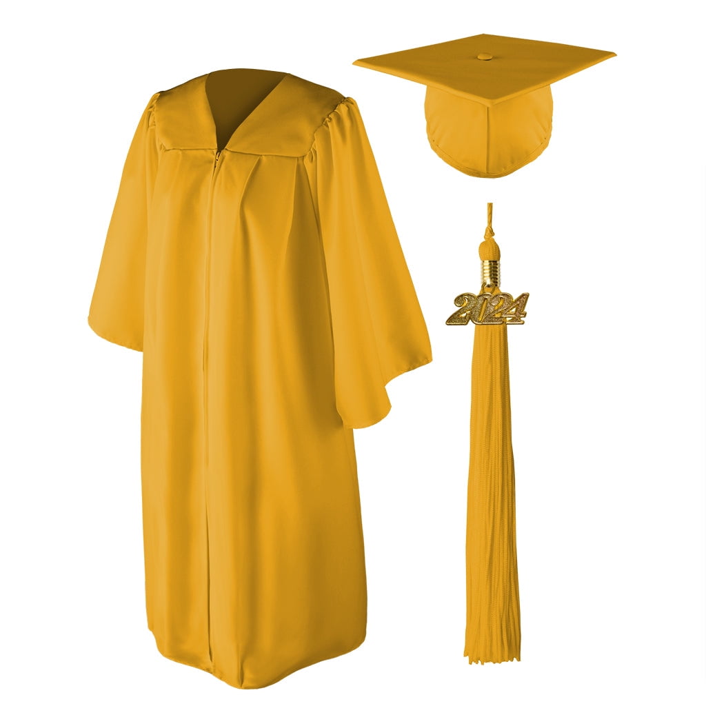 Class Act Graduation Adult Unisex Matte Graduation Cap and Gown with Tassel and Gold Charm, 6'0 ...