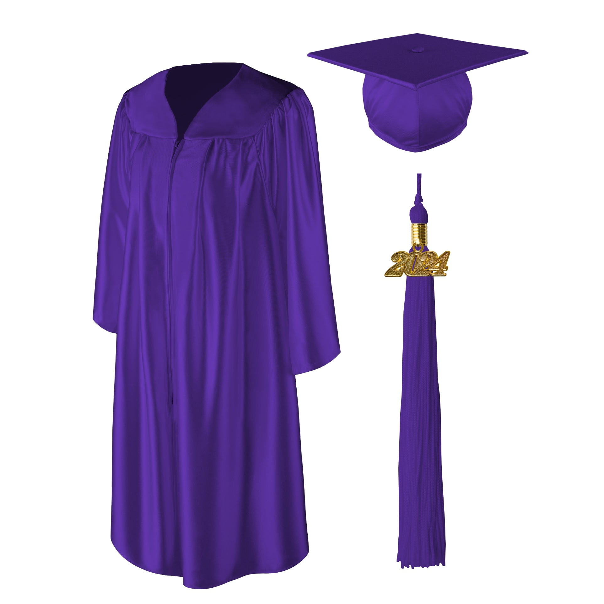 Class Act Graduation Adult Unisex Shiny Graduation Cap and Gown with ...