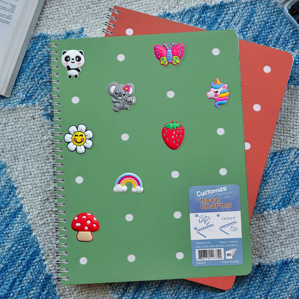 Class Act - Set of 3 spiral notebooks with 16 fun Note Charms 8 in x 10 ...