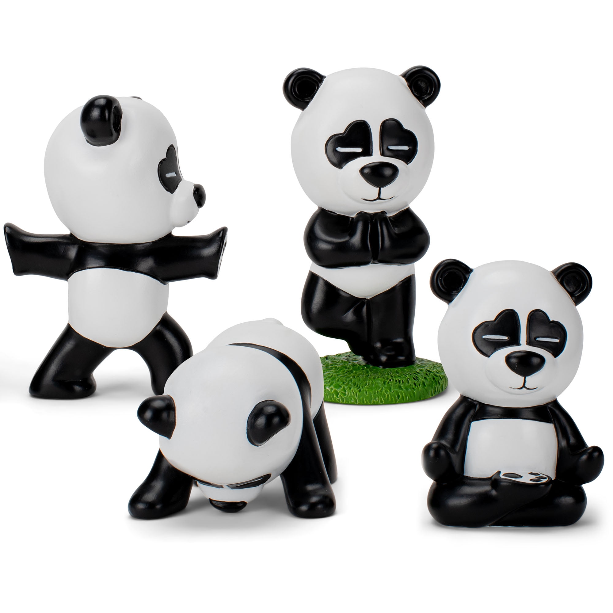 Class Collections Black and White Yoga Pandas 4 inch Resin Stone ...
